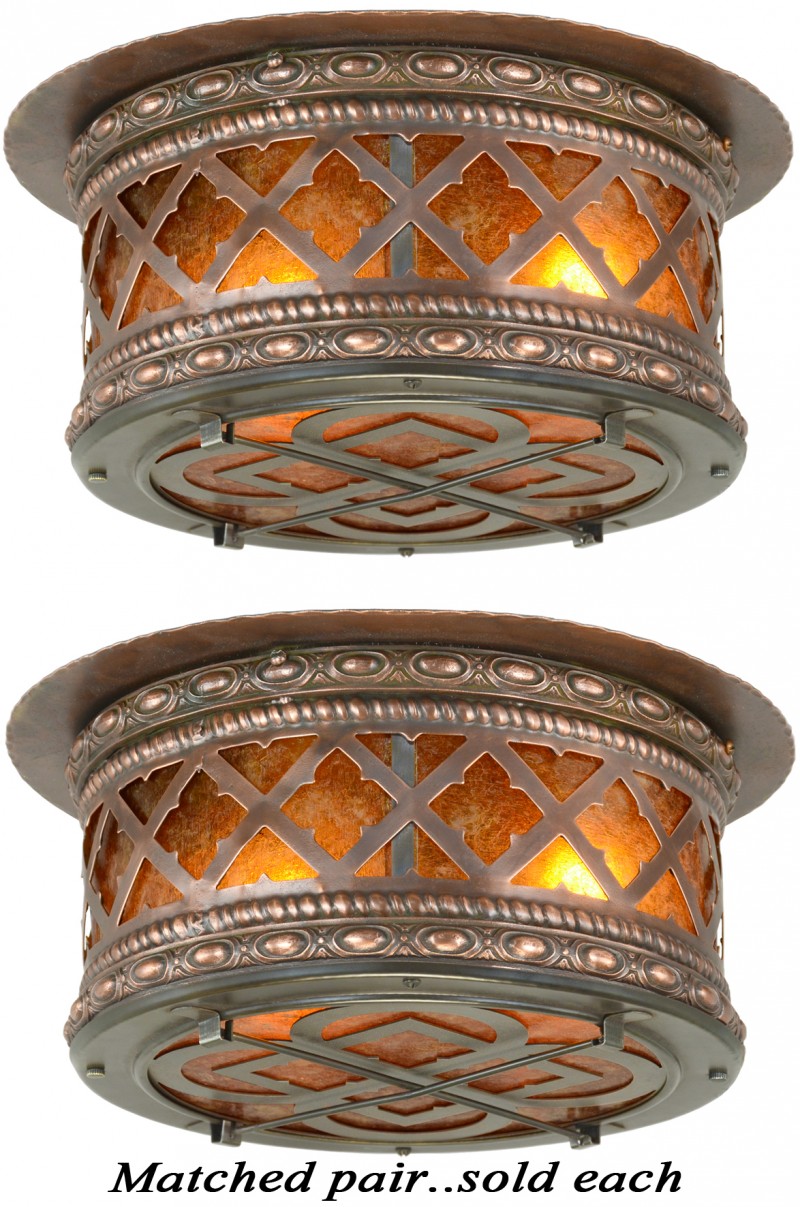 Vintage Hardware & Lighting - Pair of Low Ceiling, Romanesque, Lighting ...