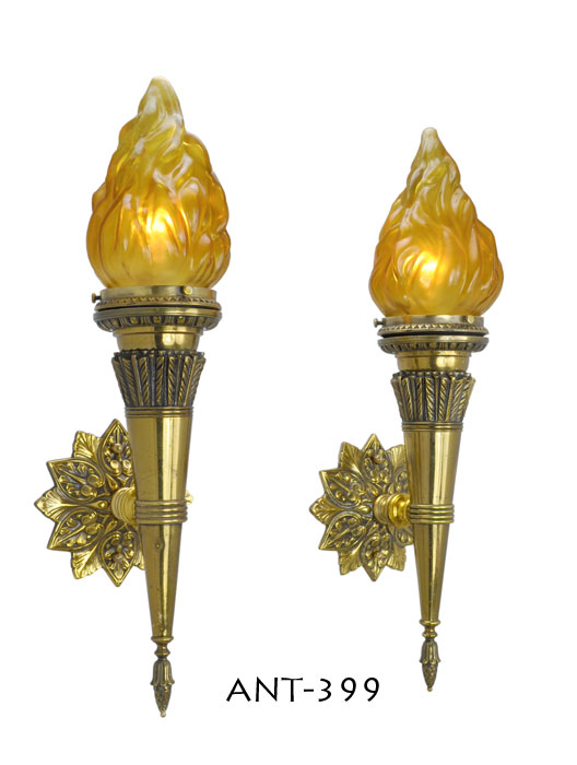 Vintage Hardware & Lighting - Pair of Antique Flame porch or hallway ...