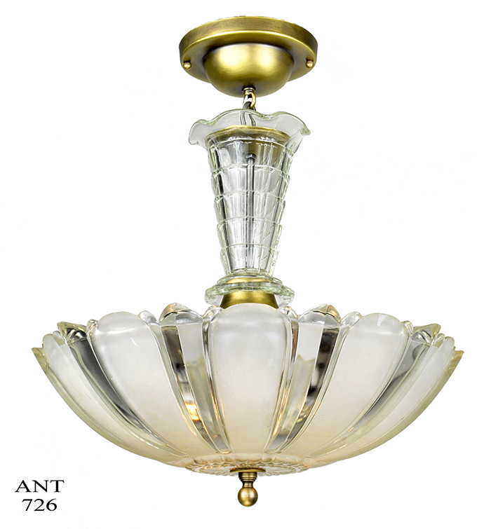Art Deco Streamline Antique Glass Ceiling Bowl Pendant Light Fixture ...