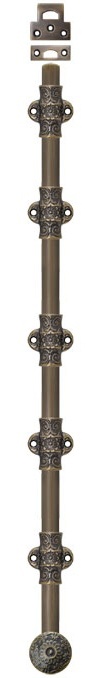 M-1436 36" Fancy Victorian Style Surface Bolt in Polished Brass Finish